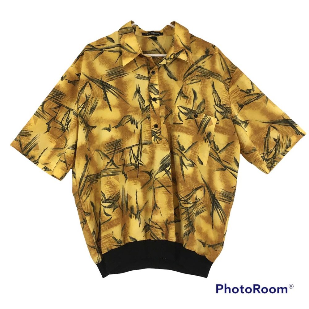 Alan Stuart Mens Vintage 90s 80s Wild Yellow Black Ab… - Gem